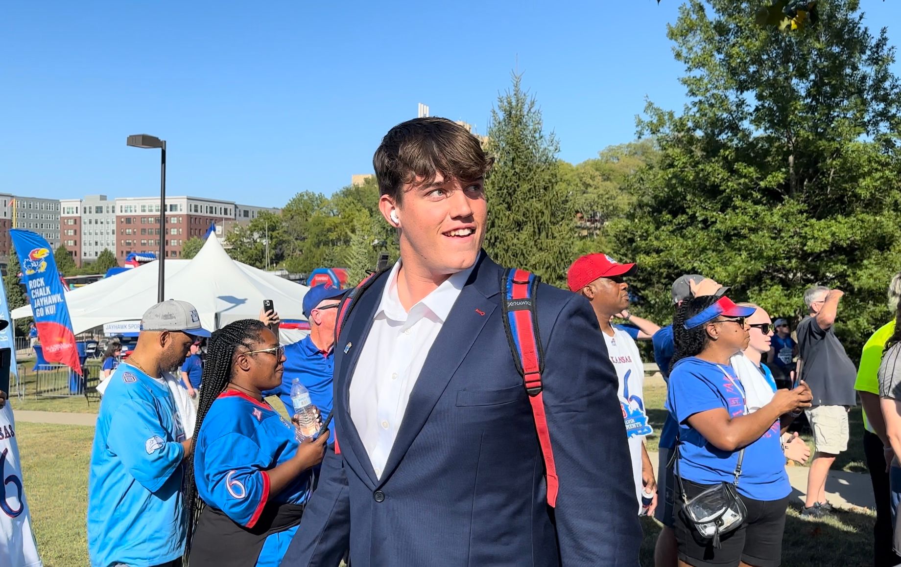 Relive KU O-lineman Calvin Clements' opening night surprise