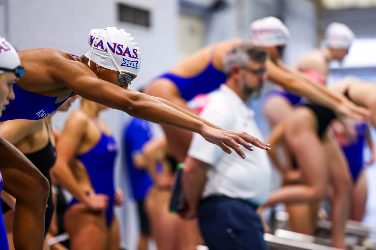 Photo Gallery: Jayhawks, Razorbacks compete in the pool at home finale